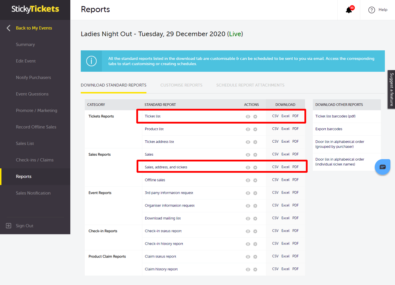 Collect allergy and dietary info from ticket holders